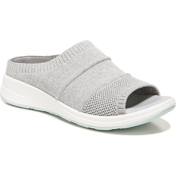 Bzees | Shoes | Bzees Womens Iconic Gray Knit Open Toe Slip On Slide ...